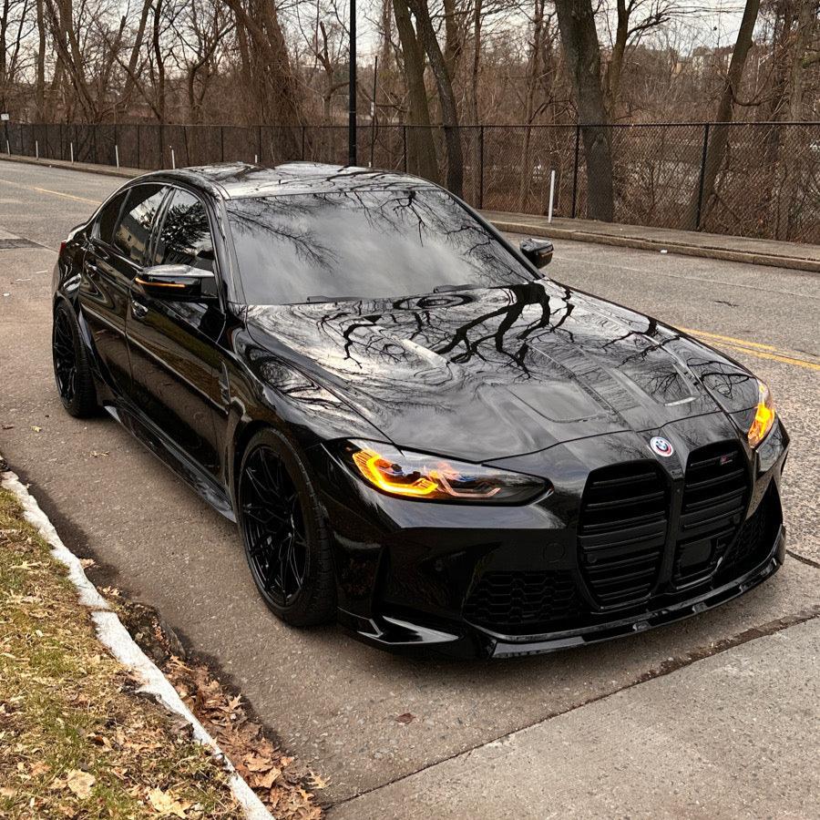 Exon Gloss Black M Performance Style Front Splitter set (3-Pieces) for ...