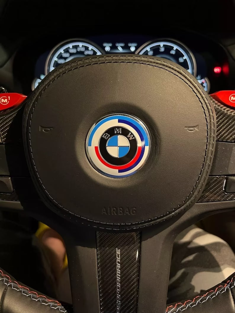 Emblex BMW 50th Anniversary Style Steering Wheel Badge Emblem for BMW ...