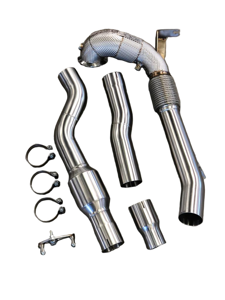 MODE Design Decatted 3.5" Downpipe MQB AWD VW Golf MK8 R Audi S3 8Y 2 ...