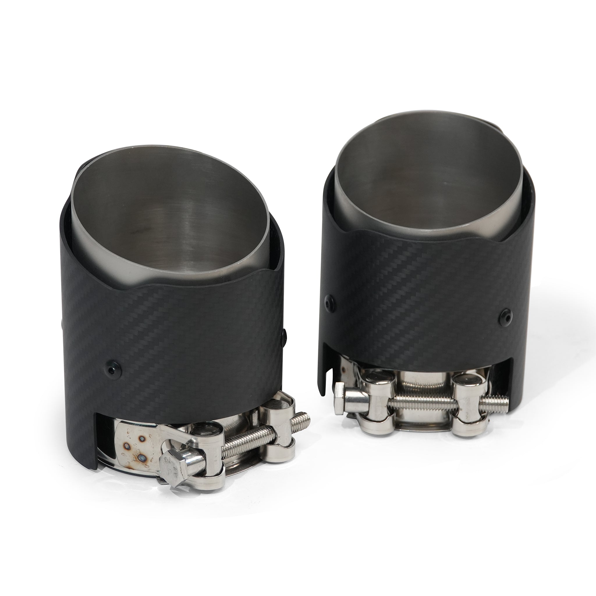 MODE Design 3.75" (95mm) Carbon Angle Cut Clamp-On Exhaust Tips for BM ...