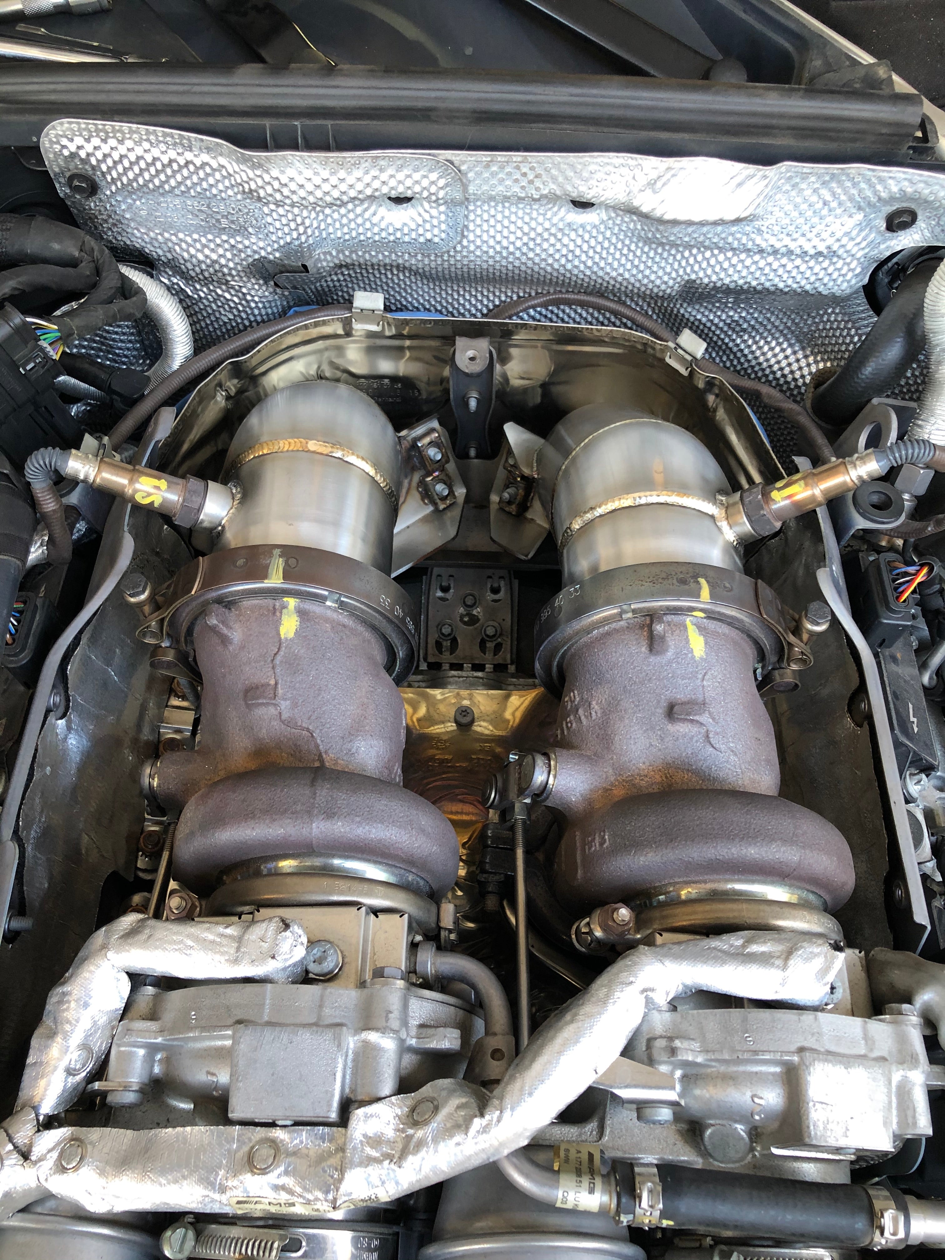 MODE Design Decatted 3.5" Downpipes E63s AMG Mercedes Benz W213 Sedan ...
