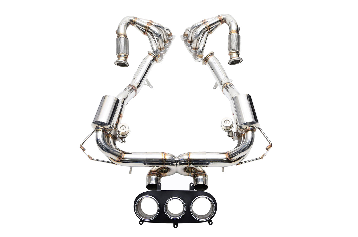 iPE - Valvetronic Muffler w/ Wired Remote & Dual Black Chrome Tips for ...